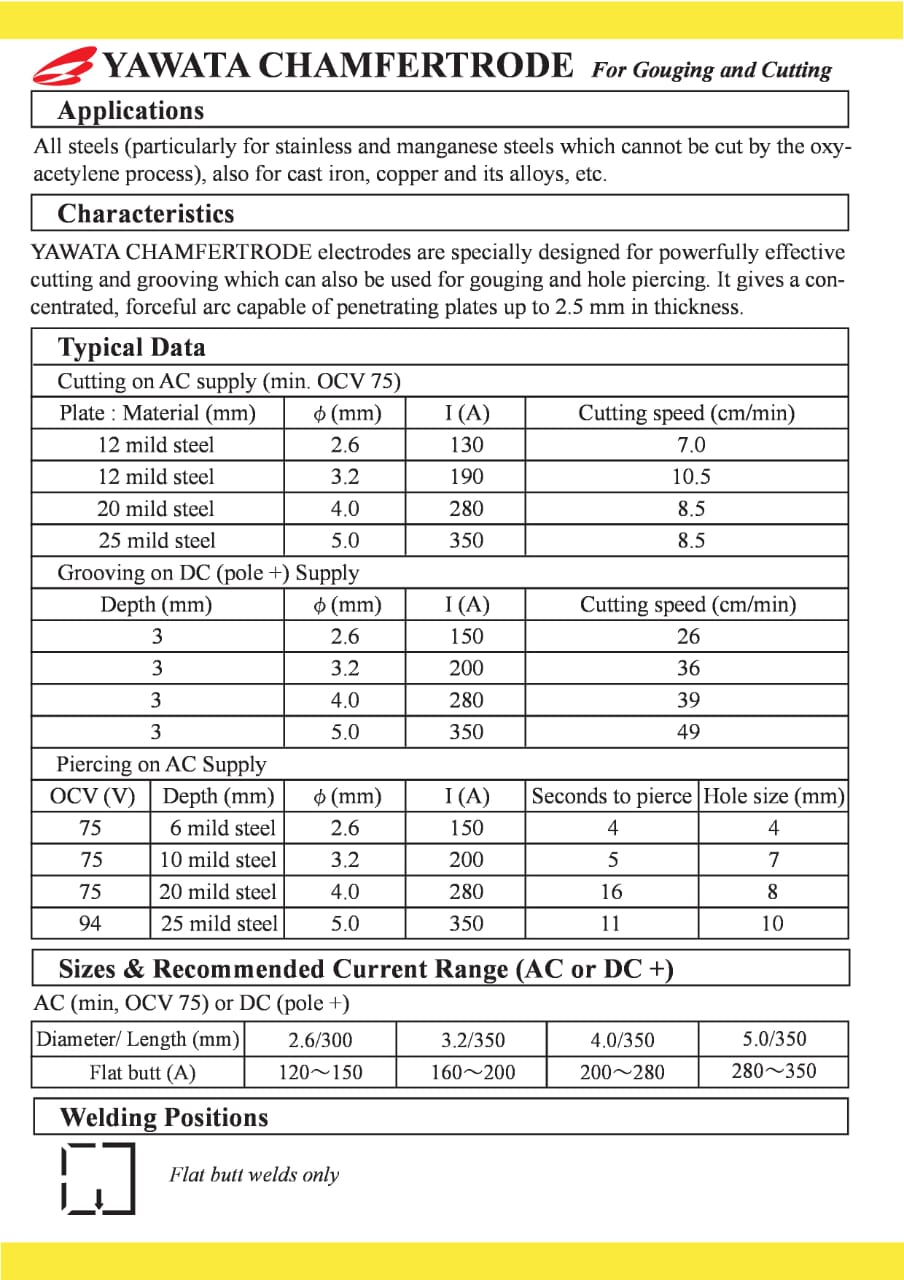 YAWATA CHAMFERTRODE WELDING ELECTRODE